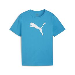 Fu&szlig;balltrikot Puma "TEAMRISE LOGO JERSEY COTTON JR", Jungen, Gr. 128, speed blau, Puma wei&szlig;, Jersey, Obermaterial: 100% Baumwolle, unifarben, regular fit normal, Rundhals, Trikots Fu&szlig;balltrikot, f&uuml;r Fu&szlig;ball, f&uuml;r Jugendliche, Kurzarm, Rundhalsausschnitt