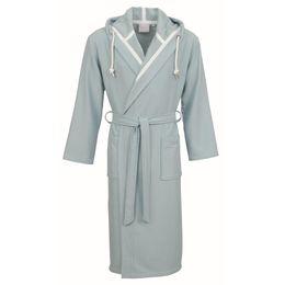 Unisex-Bademantel Carl Ross "wash&wear" Gr. M, ocean blau, sanftes wei&szlig;, L:125cm, Baumwoll-Mix, Hausm&auml;ntel, Kapuze