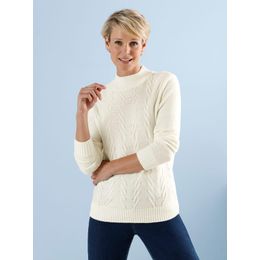 Stehkragenpullover Classic Basics "Stehkragen-Pullover", Damen, Gr. 56, wei&szlig; (ecru), 100% Polyacryl, unifarben, Pullover Stehkragenpullover
