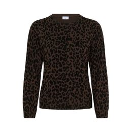 Strickpullover Saint Tropez "Strickpullover ZhilaSZ", Damen, Gr. XL, braun (chocolate braun leopard), Obermaterial: 80% Viskose LENZING ECOVERO CV LenzEcov. 20% Polyamid PA., Pullover Strickpullover