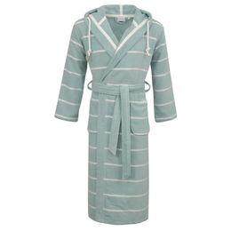 Unisex-Bademantel Carl Ross "supercombed light" Gr. M, ocean blau, sanftes wei&szlig;, L:125cm, Frottier, Hausm&auml;ntel, Kapuze