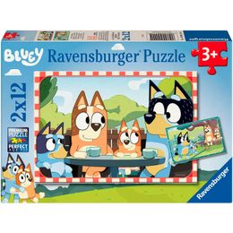 Puzzle Ravensburger "Bluey, Familienzeit", bunt, Puzzles, KinderB:26cm H:18cm, Pappe, Made in Europe, B:26cm H:18cm