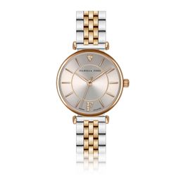 Quarzuhr ISABELLA FORD "FB7-B284R", rose gold, silber, Armbanduhren, Damen, Quarzuhr