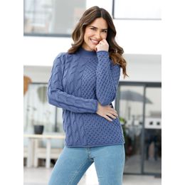 Stehkragenpullover Classic Basics "Stehkragen-Pullover", Damen, Gr. 46, rauchblau, 100% Polyacryl, unifarben, Pullover Stehkragenpullover