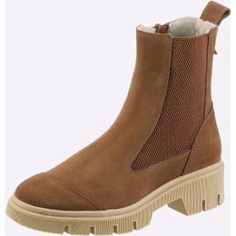 Stiefelette Heine, Damen, Gr. 38, cognac, Leder, Rindsleder, Veloursleder, Schuhe Stiefelette