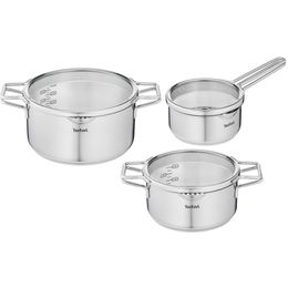 Topf-Set Tefal "Jamie Oliver Ingenio G6, Topfset Induktion mit Pfannen", silber (edelstahlfarben), T&ouml;pfe, Thermo-Signal, f&uuml;r alle Herdarten geeignet, L9769932