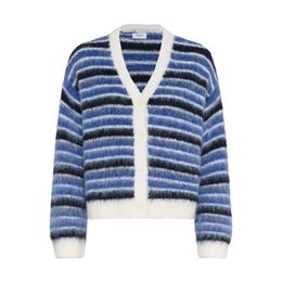 Strickjacke Saint Tropez "Strickjacke OlmaSZ", Damen, Gr. M, k.blau ice navy stripes, Obermaterial: 70% Polyester PES. 21% Polyamid PA. 8% Wolle mw. 1% Elasthan EL., Strickjacken Strickjacke