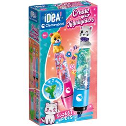 Kreativset Clementoni "Idea, Deine Textmarker-Kreationen - S&uuml;&szlig;e Tierfreunde", bunt, Kreativsets, Kinder, Kunststoff