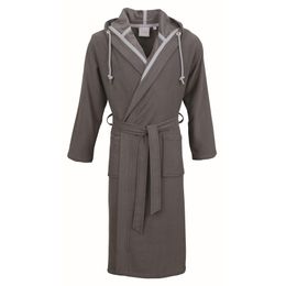 Unisex-Bademantel Carl Ross "wash&wear" Gr. XL, eucalyptus, platin, L:130cm, Baumwoll-Mix, Hausm&auml;ntel, Kapuze