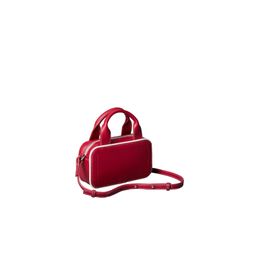 Mini Bag Calvin Klein "CONTRAST CK MINI BAULETTO BAG", Damen, Gr. B/H/T: 17,5cm x 11cm x 6cm, bordeaux, Lederimitat, Taschen, kleine Damen-Handtasche, Umh&auml;ngetasche, Schultertasche