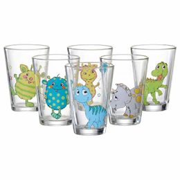 Ritzenhoff & Breker Kinderbecher RITZENHOFF & BREKER "Kindergl&auml;ser Dino und Monsterchen 200 ml 6er Set bunt", bunt, B:7cm H:10cm &Oslash;:7cm, Glas, Trinkgef&auml;&szlig;e, Kinderbecher, Sp&uuml;lmaschinengeeignet