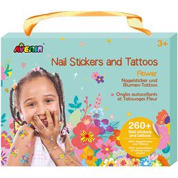 Kreativset AVENIR "Kinder-Nagelsticker & Tattoos Blumen", bunt, Kreativsets, Kinder