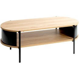 Couchtisch HAKU "Couchtisch", schwarz, schwarz, dekor eiche natur, B:100cm H:37cm T:54cm, Tische, Couchtisch, melaminharzbeschichtet; UV-best&auml;ndig, kratzbest&auml;ndig
