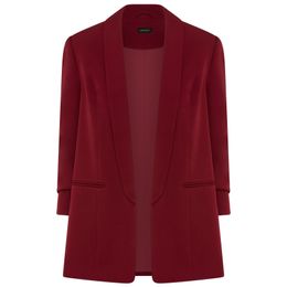 Longblazer Laura Scott, Damen, Gr. 34, rot (bordeaux), Web, Obermaterial: 90% Polyester, 10% Elasthan. Futter: 100% Polyester, unifarben, figurbetont h&uuml;ftbedeckend, Blazer Longblazer, mit gerafften &Auml;rmeln, Topseller