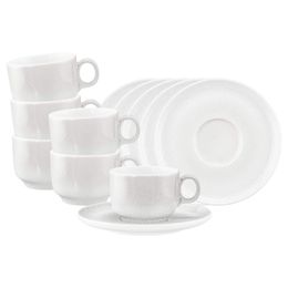 Tasse Seltmann Weiden "Kaffeetassen mit Untertassen Sento Home 210 ml 6er Set", wei&szlig; (aura wei&szlig;), B:16,2cm H:8,2cm &Oslash;:16,2cm, Porzellan, Trinkgef&auml;&szlig;e, Tasse, Sp&uuml;lmaschinengeeignet, Mikrowellengeeignet, Ofenfest, Salamandergeeignet, K&uuml;hlschrankgeeignet, Gefrierschrankgeeignet