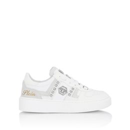 Sneaker Philipp Plein "Mix Materials Low-Top Sneakers with Studs", Jungen, Gr. 32, Normalschaft, 01, wei&szlig;, Schuhe Sneaker