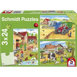 Puzzle Schmidt Spiele "Auf dem Bauernhof", bunt, Puzzles, Kinder, Pappe, Motiv, 3x24 Teile