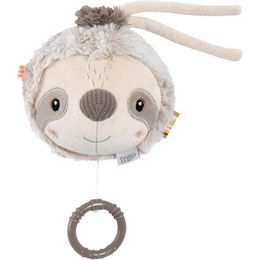 babyFEHN Spieluhr FEHN "Lazy, Crazy & Pink, Faultier", grau (grau, beige), Spieluhren, BabyB:10,8cm H:8cm L:11,7cm, Nicki, Pl&uuml;sch, Softvelours, B:10,8cm H:8cm L:11,7cm