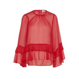 Langarmbluse Saint Tropez "Langarm-Bluse MazelleSZ", Damen, Gr. L, rot (chinese rot), Obermaterial: 100% Polyester PES., Blusen