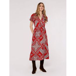 Druckkleid Apricot "Midikleid", Damen, Gr. M (38), N-Gr, rot, Obermaterial: 100% Viskose CV., gemustert, Kleider Druckkleid, iin Wickeloptik, mit Taillengummizug