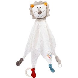 babyFEHN Schmusetuch FEHN "fehnNATUR, L&ouml;we Deluxe", Baby, bunt (beige, wei&szlig;, rot, blau), Baumwolle, Schnuffelt&uuml;cher, mit Befestigungsring f&uuml;r Schnuller; Enth&auml;lt Bio-Baumwolle