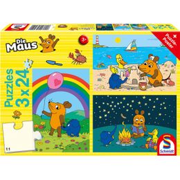 Puzzle Schmidt Spiele "Die Maus Gute Freunde", bunt, Puzzles, Kinder, Pappe, Motiv, 3x24 Teile