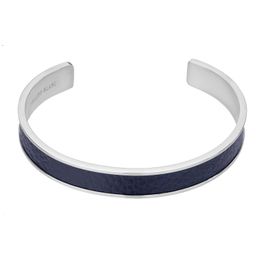 Armband PHILIPP BLANC "PBA35LS", dunkelblau, silber, Armb&auml;nder, Herren, 17cm, Edelstahl Leder, Edelstahl, Leder, Armband