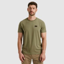 PME-Legend T-Shirt PME LEGEND, Herren, Gr. XL, gr&uuml;n (oil gr&uuml;n), Jersey, Obermaterial: 95% Baumwolle, 5% Elasthan, unifarben, normal normal, Rundhals, gerader Abschluss, Shirts T-Shirt, mit Logobadge
