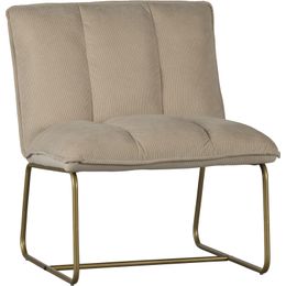 Esszimmerstuhl Woood "Fie mit Rippenstoff-Bezug und Metallgestell B 64 x T 71 x H 77 cm", sand, goldfarben, B:64cm H:77cm T:71cm, Metall, St&uuml;hle, Esszimmerstuhl, PU-Schaumf&uuml;llung, Tragkraft 120 kg, einfach zu montieren