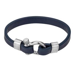 Armband PHILIPP BLANC "PBA37LS", dunkelblau, silber, Armb&auml;nder, Herren, 21cm, Edelstahl Leder, Edelstahl, Leder, Armband