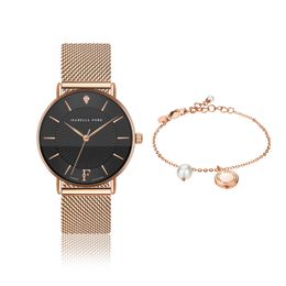 Quarzuhr ISABELLA FORD "SFA9-3", rosa (rose gold), Armbanduhren, Damen, Quarzuhr