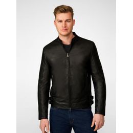 Blouson RICANO "Lederjacke Baku", Herren, Gr. 3XL, schwarz, Obermaterial: 100% Lammnappaleder LANA., schmal, Rundhals, Jacken Blouson, Handgefertigt aus echtem Leder