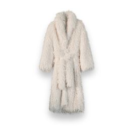Fellimitatmantel RICANO "Kunstfellmantel Marielle", Damen, wei&szlig;, Obermaterial: 100% Polyester PES. Futter: 100% Polyester PES., weit, V-Ausschnitt, M&auml;ntel, Handgefertigt, Made in Italy
