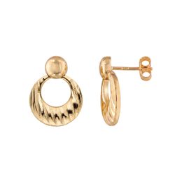 Paar Ohrstecker Jobo "Ohrringe mit Struktur 18 mm rund", gelbgold 333, Ohrringe, Damen, Gelbgold 333, 8 Karat 333 Gold