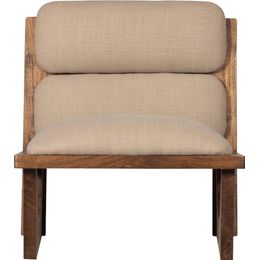 Loungesessel Woood "Opulent mit Boucl&eacute;-Bezug und Akazienholz-Gestell B 70 x T 80 x H 75 cm", beige (natur), B:70cm H:71cm T:80cm, Sessel, Sichtbare Maserung, Tragkraft 150 kg, vollst&auml;ndig montiert geliefert