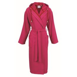 Unisex-Bademantel Carl Ross "wash&wear" Gr. S, pink, intense rot, L:125cm, Baumwoll-Mix, Hausm&auml;ntel, Kapuze