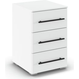 Nachtkommode OTTO HOME "Nachttisch Nachtkonsole Nachtschrank RONDO", alpinwei&szlig;, B:40cm H:61cm T:42cm, Holzwerkstoff, Sideboards, mit 3 ger&auml;umigen Schubladen Metallgriff in Schwarz MADE IN GERMANY