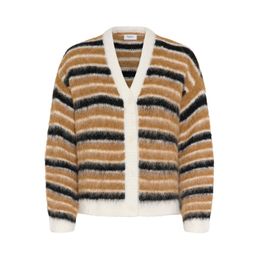 Strickjacke Saint Tropez "Strickjacke OlmaSZ", Damen, Gr. M, tannin schwarz navysky stripes, Obermaterial: 70% Polyester PES. 21% Polyamid PA. 8% Wolle mw. 1% Elasthan EL., Strickjacken Strickjacke
