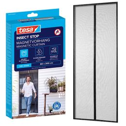 Insektenschutz-Vorhang Tesa "Magnetvorhang - selbstschlie&szlig;end - Insektenschutzvorhang", schwarz (rahmen: anthrazit gewebe: schwarz), B:80cm H:200cm, Insektenschutzgitter, INSECT STOP zur einfachen Montage ohne Bohren - 2,0 m x 0,8 m