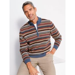 Stehkragenpullover CLASSIC "Pullover", Herren, Gr. 46, bunt (graphit, traube, gemustert), 100% Polyacryl, gemustert, mehrfarbig, Pullover Stehkragenpullover