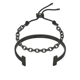 Armband MARC LAUDER "MS02BB", schwarz, Armb&auml;nder, Herren, Inner diameter 6cm/21,2cm, Edelstahl Leder, Edelstahl, Leder, Armband