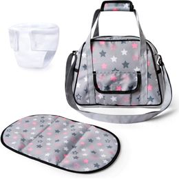 Puppen Wickeltasche BAYER "grau Sterne", grau (grau sterne), Puppenausstattungen, KinderB:7cm H:20cm L:27cm T:27cm, B:7cm H:20cm L:27cm T:27cm