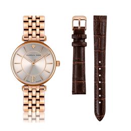 Quarzuhr ISABELLA FORD "SFB7-2", rose gold, braun croco, Armbanduhren, Damen, Quarzuhr