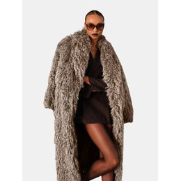 Fellimitatmantel RICANO "Kunstfellmantel Marielle", Damen, braun, Obermaterial: 100% Polyester PES. Futter: 100% Polyester PES., weit, V-Ausschnitt, M&auml;ntel, Handgefertigt, Made in Italy