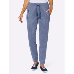 Jerseyhose Classic Basics, Damen, Gr. 42, Normalgr&ouml;&szlig;en, jeansblau, ecru, meliert, 97% Polyester, 3% Elasthan, gemustert, mehrfarbig, meliert, Hosen Jerseyhose