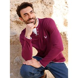 Langarmshirt Catamaran "Langarm-Shirt", Herren, Gr. 48/50, grau, meliert, bordeaux, 100% Baumwolle, unifarben, Shirts Langarmshirt