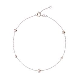 Fu&szlig;kette Jobo "Fu&szlig;kettchen mit Herz und Kugel", silber 925, Fu&szlig;ketten, Damen, Silber 925 (Sterlingsilber), 925 Silber rhodiniert oder vergoldet