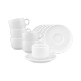 Espressotasse Seltmann Weiden "Espressotassen mit Untertassen Sento Home 80 ml 6er Set wei&szlig;", wei&szlig;, B:12cm H:6,8cm &Oslash;:12cm, Porzellan, Trinkgef&auml;&szlig;e, Espressotasse, Sp&uuml;lmaschinengeeignet, Mikrowellengeeignet, Ofenfest, Salamandergeeignet, K&uuml;hlschrankgeeignet, Gefrierschrankgeeignet