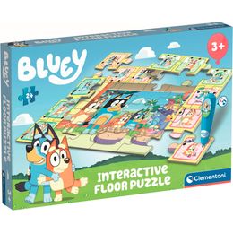 Puzzle Clementoni "Quiz-Bodenpuzzle - Bluey", bunt, Puzzles, KinderB:62cm H:42cm, Pappe, Motiv, Made in Europe, B:62cm H:42cm