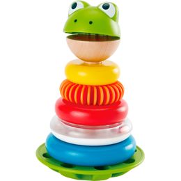 Stapelspielzeug HAPE "Stapel Frosch", bunt, Stapelspielzeug, BabyB:11cm H:22cm T:11cm, Holz, Kunststoff, B:11cm H:22cm T:11cm